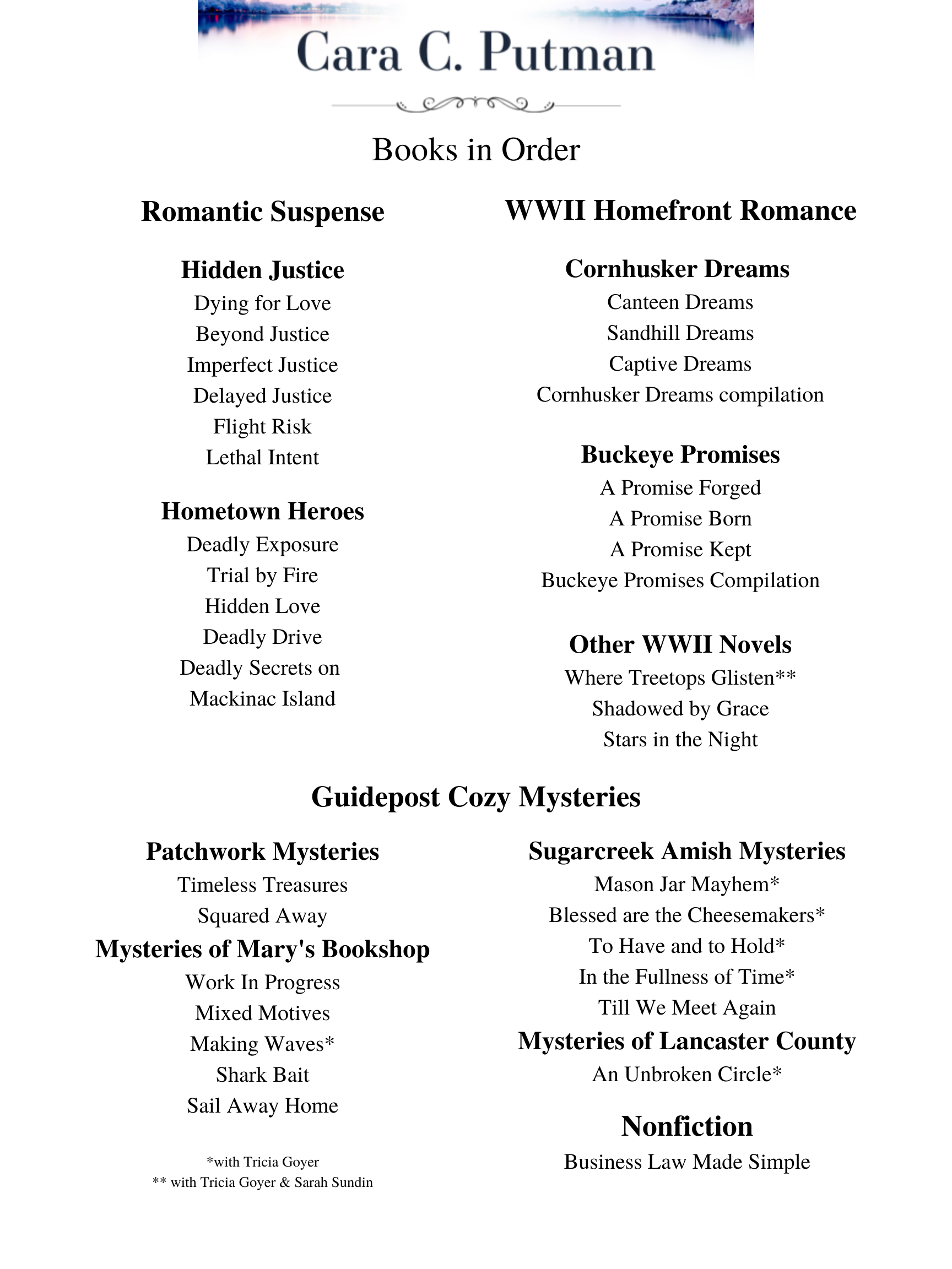 Books in Order by Genre | caraputman.com